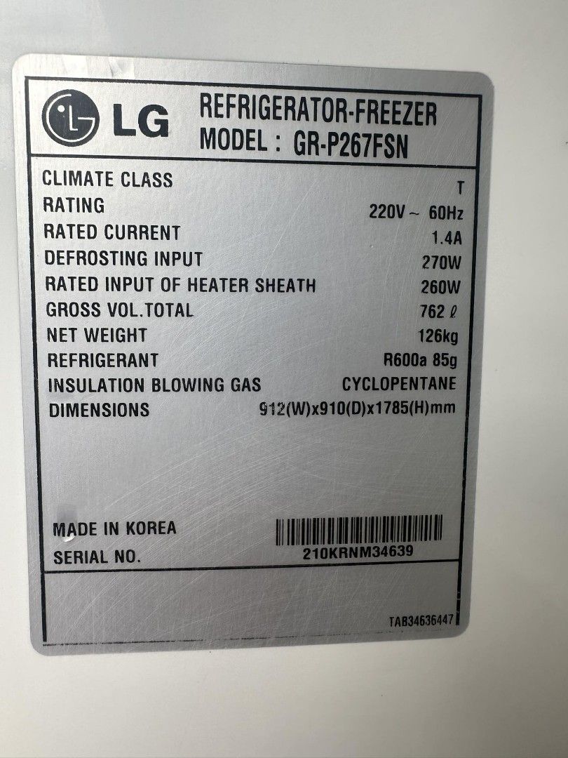 LG TWO DOOR INVERTER REFRIGERATOR, TV & Home Appliances, Kitchen ...