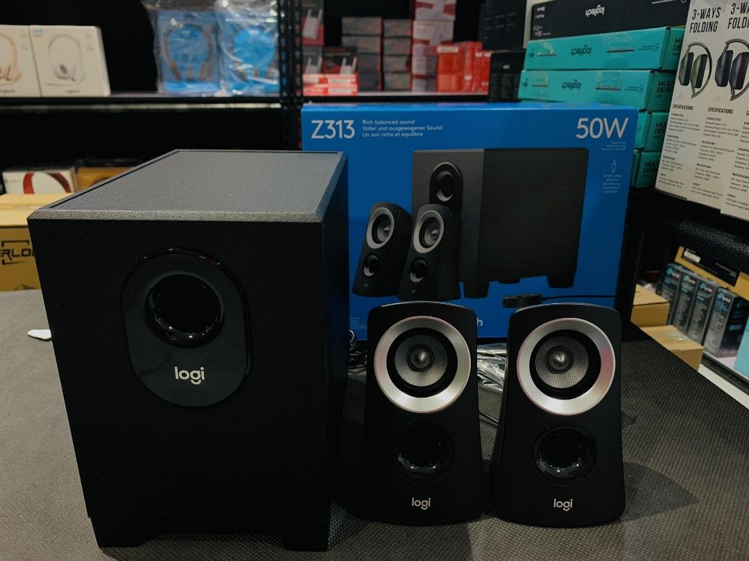 Logitech Z313 Speaker System with Subwoofer, 3.5mm input, 50 Watts Peak ...