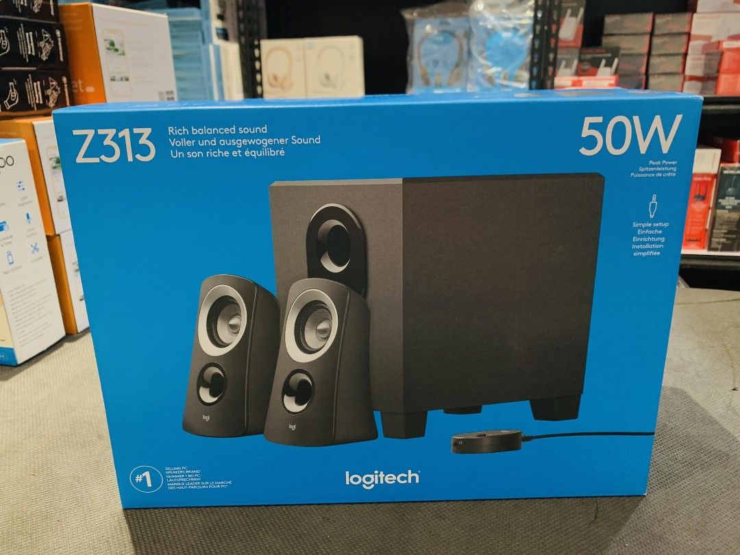 Logitech Z313 Speaker System with Subwoofer, 3.5mm input, 50 Watts Peak ...