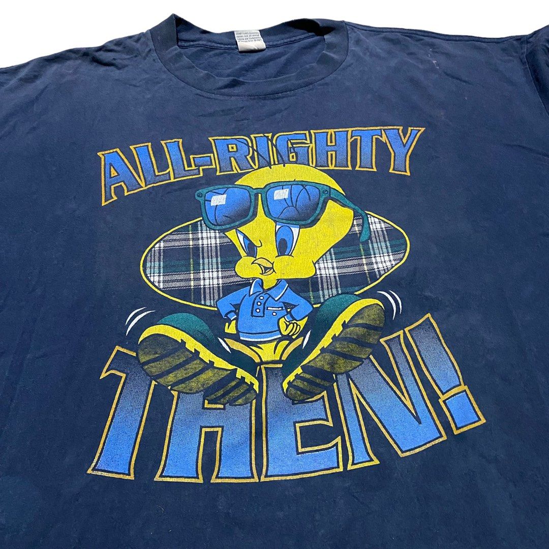 Looney tunes vintage tweety all righty then tee, Fesyen Pria, Pakaian ...