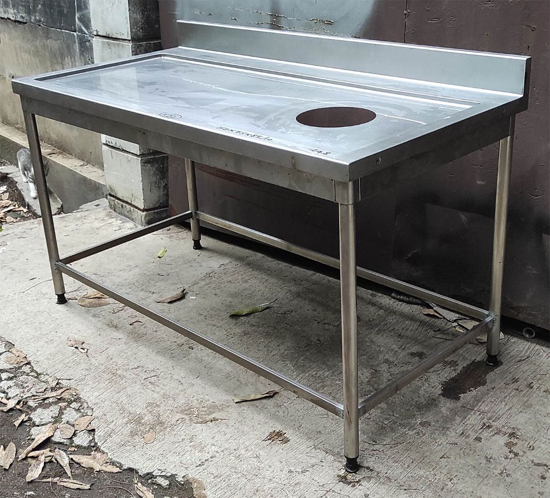 meja lubang sampah stainless 150x75x85-95cm stainless 304, Kitchen ...