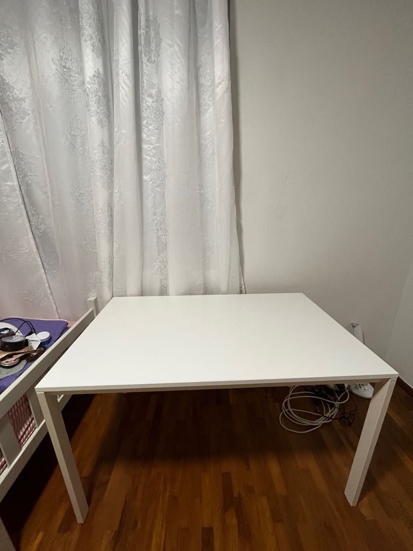 Melltorp ikea white study table, Furniture & Home Living, Furniture ...