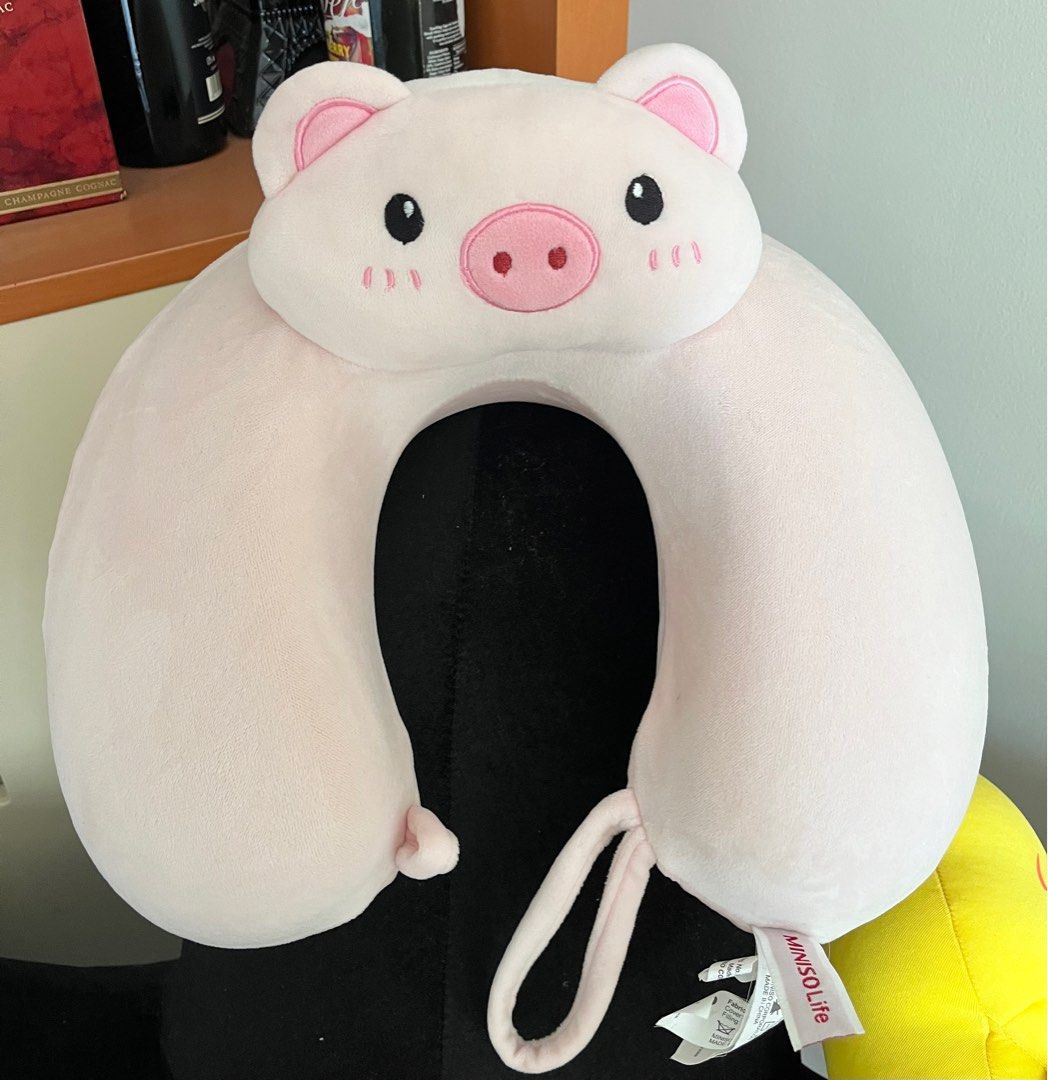 Miniso Piggy Neck Pillow, Furniture & Home Living, Home Decor, Cushions ...