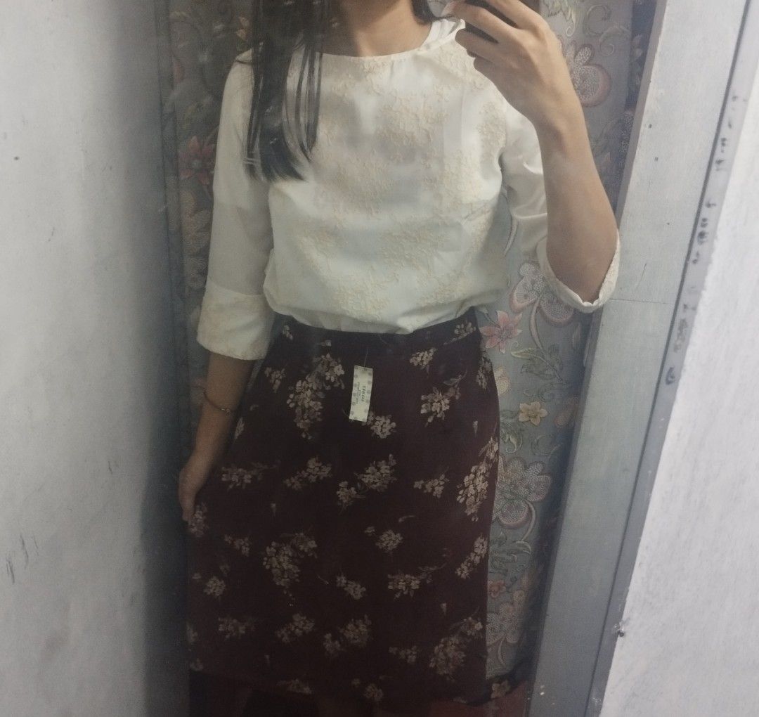 modern filipiniana barong blouse and floral long skirt, Women's Fashion ...