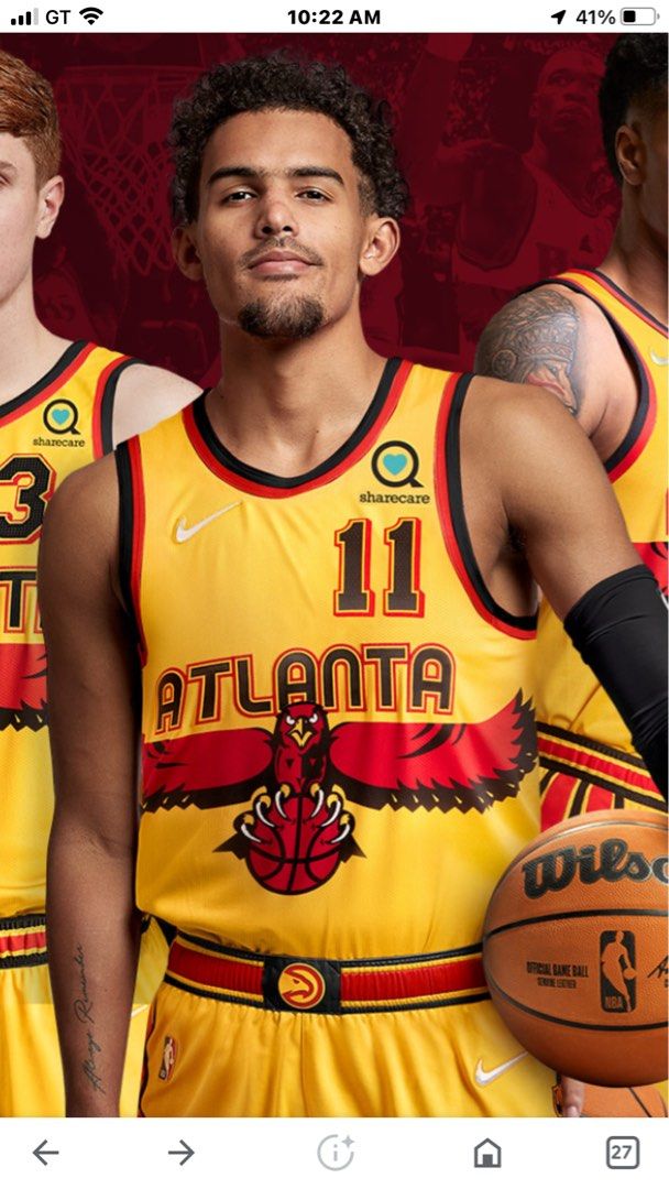 Nike Swingman NBA Atlanta Hawks #11 Trae Young City Edition, 他的時尚, 休閒運動 ...
