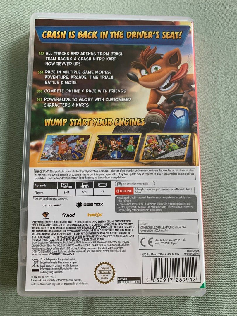 Nintendo Switch CTR Crash Bandicoot game, Video Gaming, Video Games ...