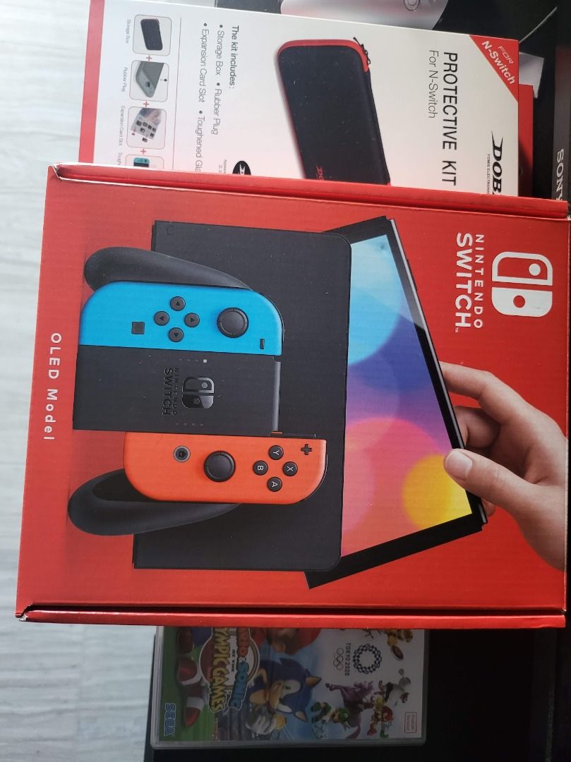 Nintendo Switch OLED 2 with cover and 1 game, Video Gaming, Video Game ...