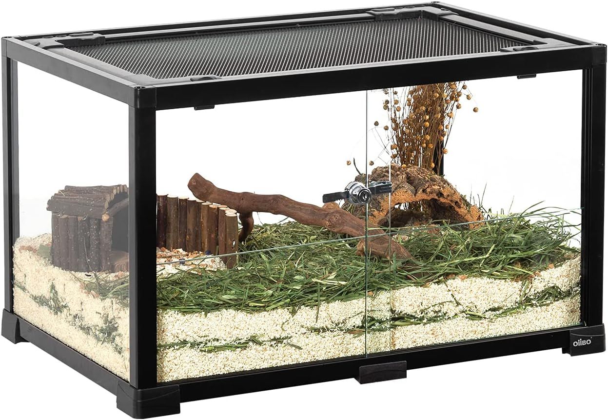 OIIBO Reptile Terrarium 25 Gallon, 2 in 1 Knock-Down Glass Reptile Tank ...