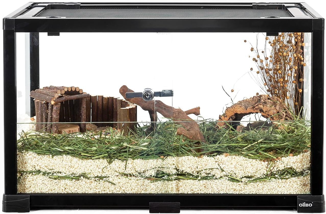 OIIBO Reptile Terrarium 25 Gallon, 2 in 1 Knock-Down Glass Reptile Tank ...