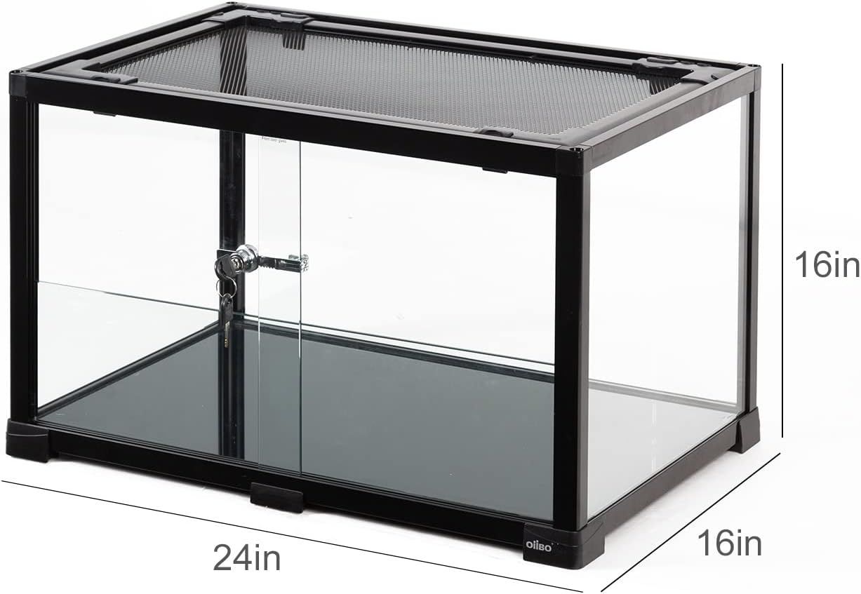 OIIBO Reptile Terrarium 25 Gallon, 2 in 1 Knock-Down Glass Reptile Tank ...