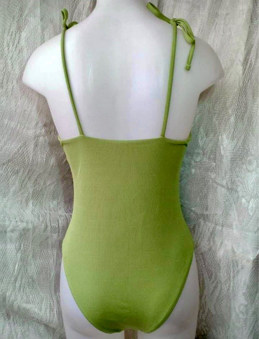 One piece Tie strap Ribbed Avocado Swimsuit on Carousell