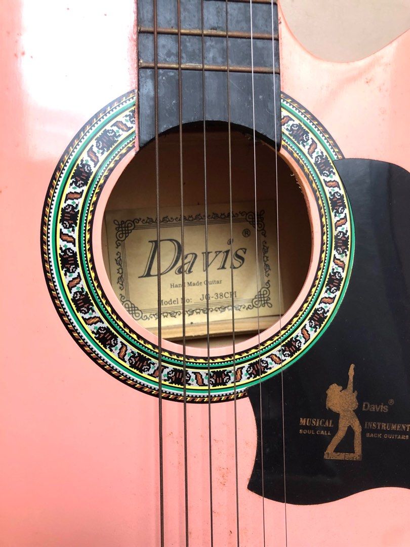 Pink Salmon Davis Acoustic Guitar on Carousell