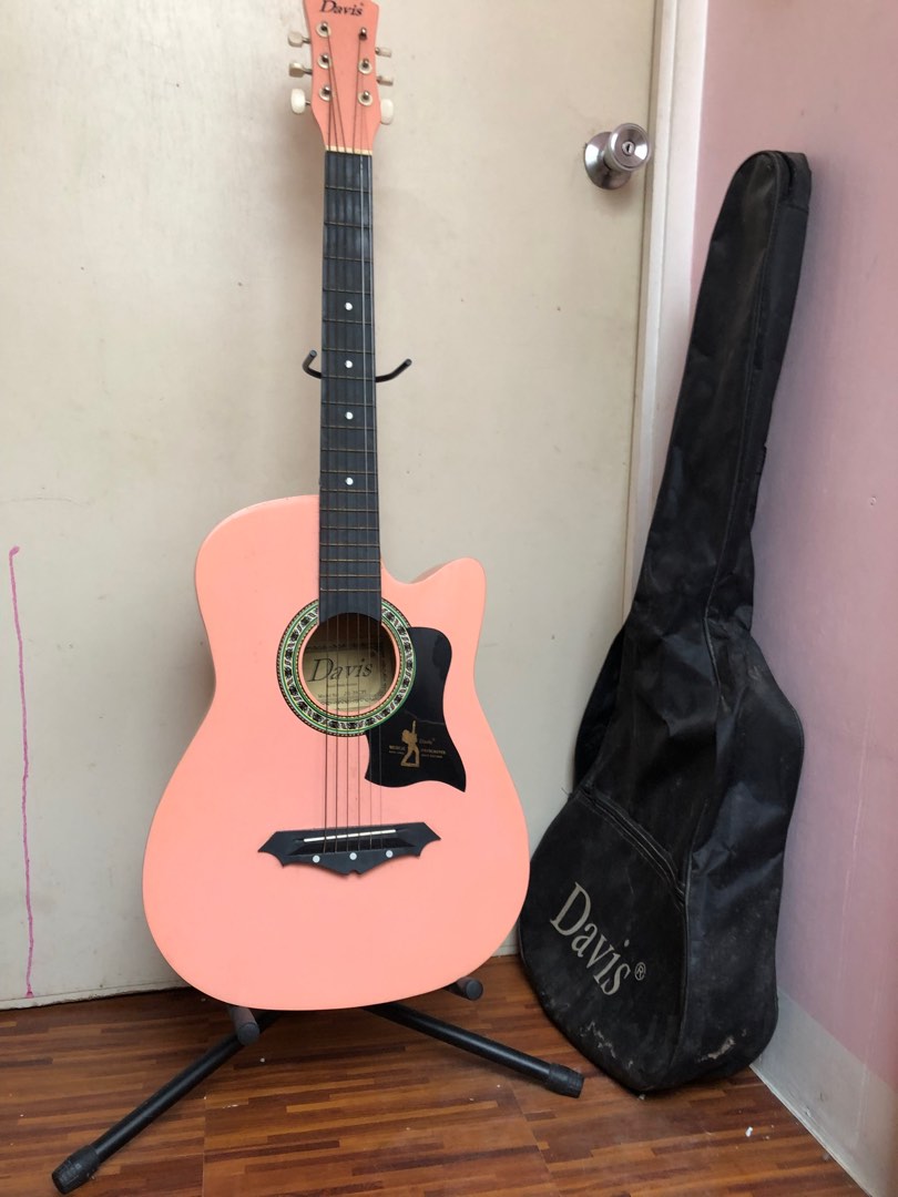 Pink Salmon Davis Acoustic Guitar on Carousell