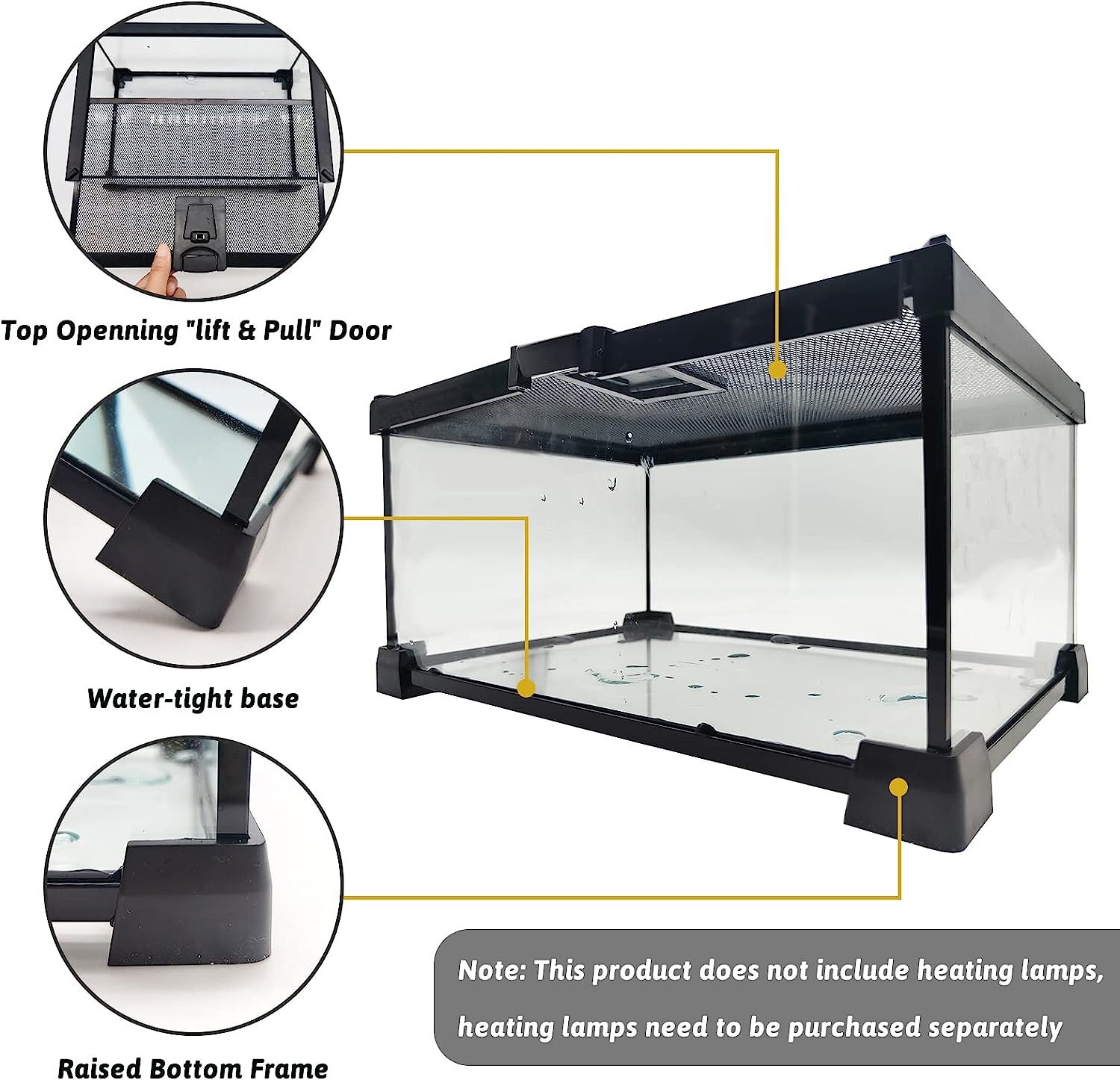 PINVNBY Mini Reptile Glass Terrarium Tank 12"x8"x6" Micro Habitat ...
