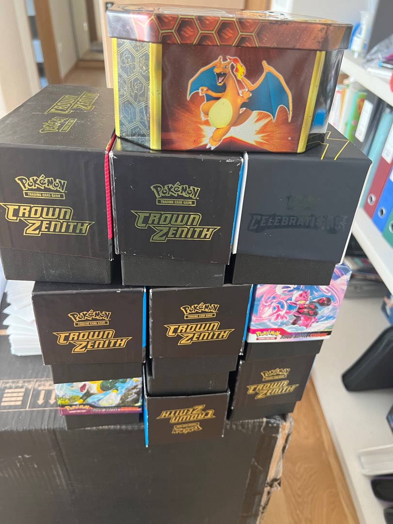 Pokemon Empty ETB box and tin, Hobbies & Toys, Toys & Games on Carousell