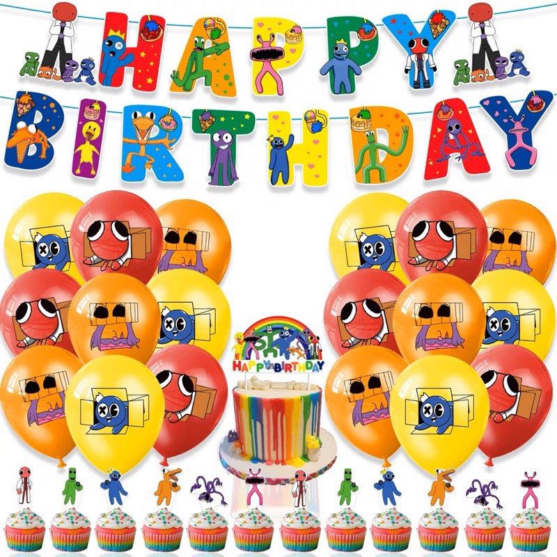 Rainbow Friends Balloons Birthday Set Party Decoration Birthday Banner ...