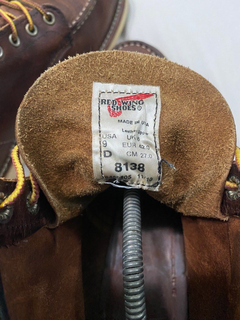 Red Wing 8138 Moc Toe Boots US 9D, Luxury, Sneakers & Footwear on Carousell