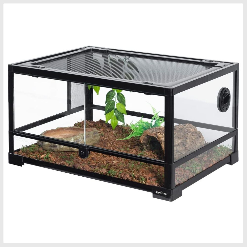 REPTI ZOO Full Glass 20 Gallon Reptile Tank, Front Opening Reptile ...