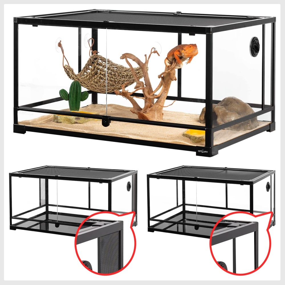 REPTI ZOO Newly 67 Gallon Reptile Glass Terrarium, 2 in 1 Use 36" x 24 ...