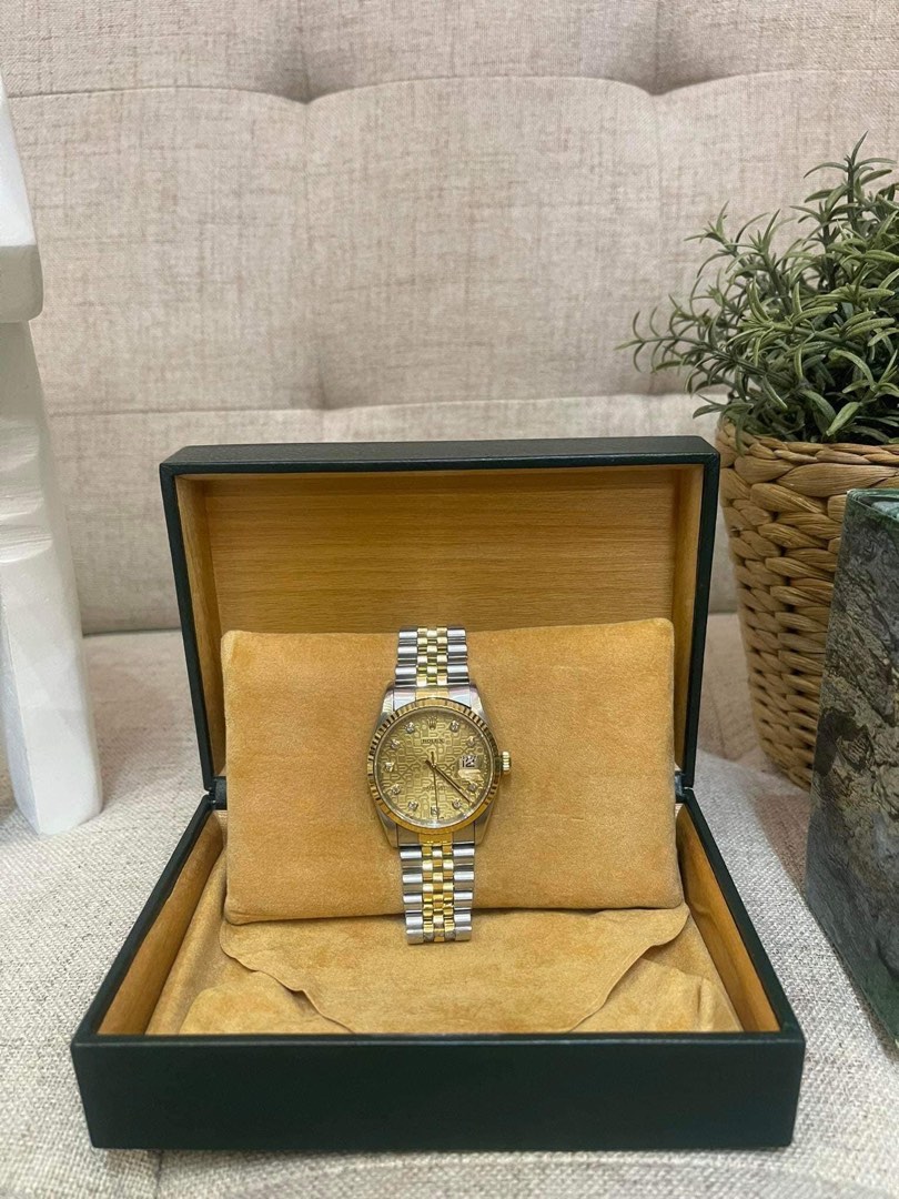 Rolex 36mm 2 Tone 18kt Gold Bezel and Crown Computer Face Dial with 10 ...