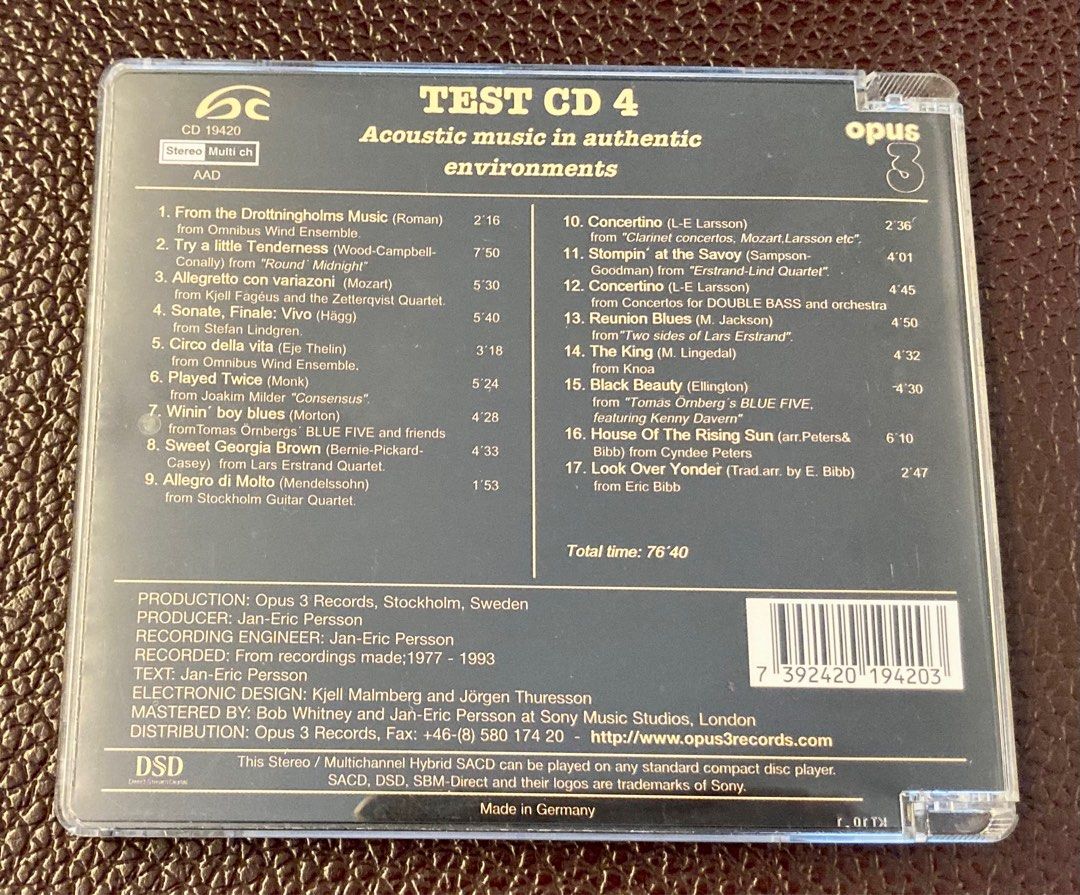 SACD Hybrid AAD Test CD 4 Opus 3 Depth of image-Timbre-Dynamics DSD ...