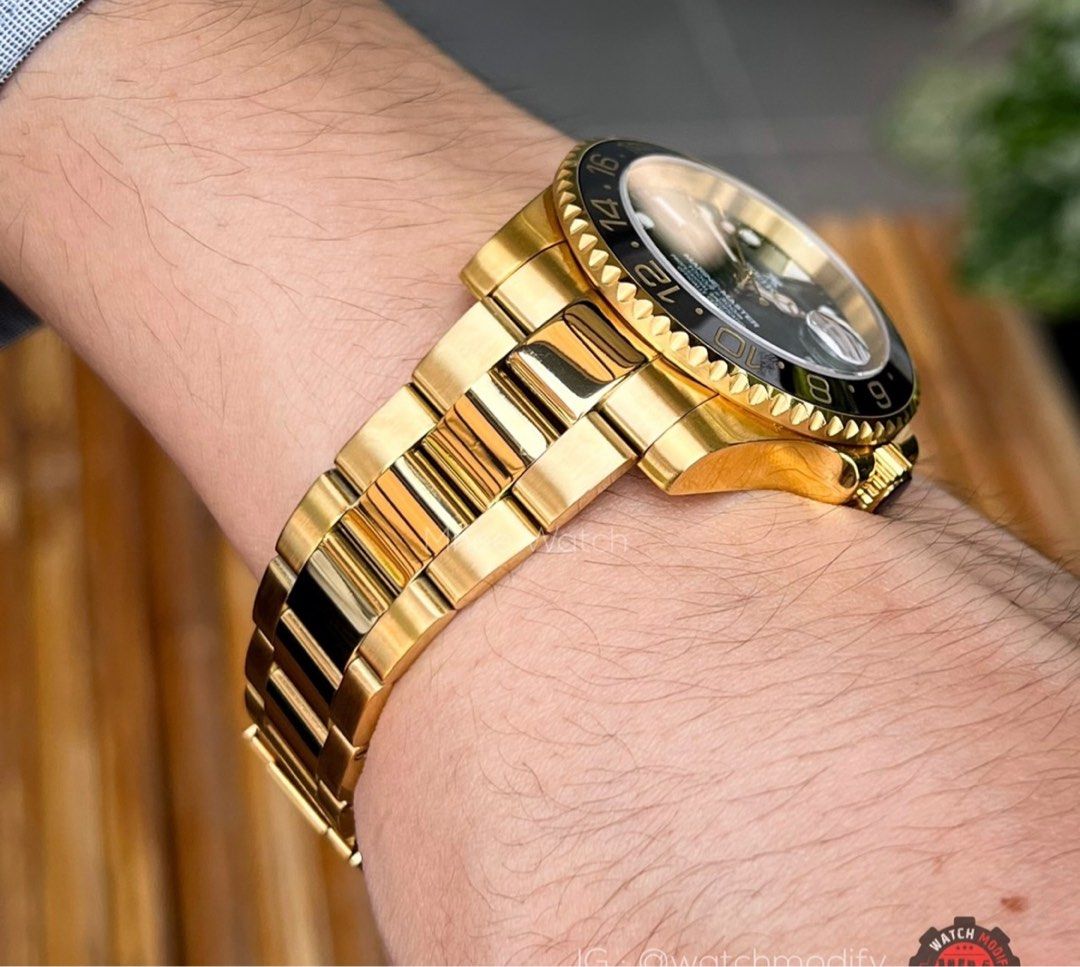 Seiko Mod Gold Green Dial GMT Loki, Men's Fashion, Watches ...