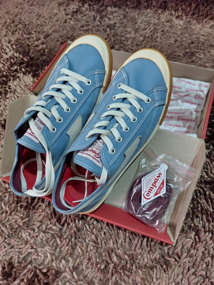 Sepatu Compass - Gazelle Low - Blue Sky/White 42, Fesyen Pria, Sepatu ...