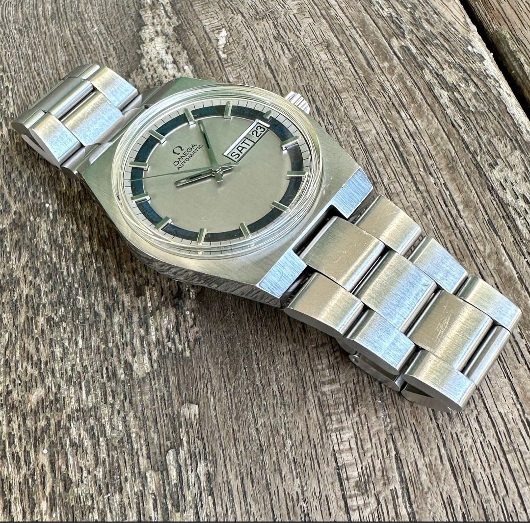 (Serviced/Box set) 1970 Omega Geneve DAY DATE Automatic Rare blue ...