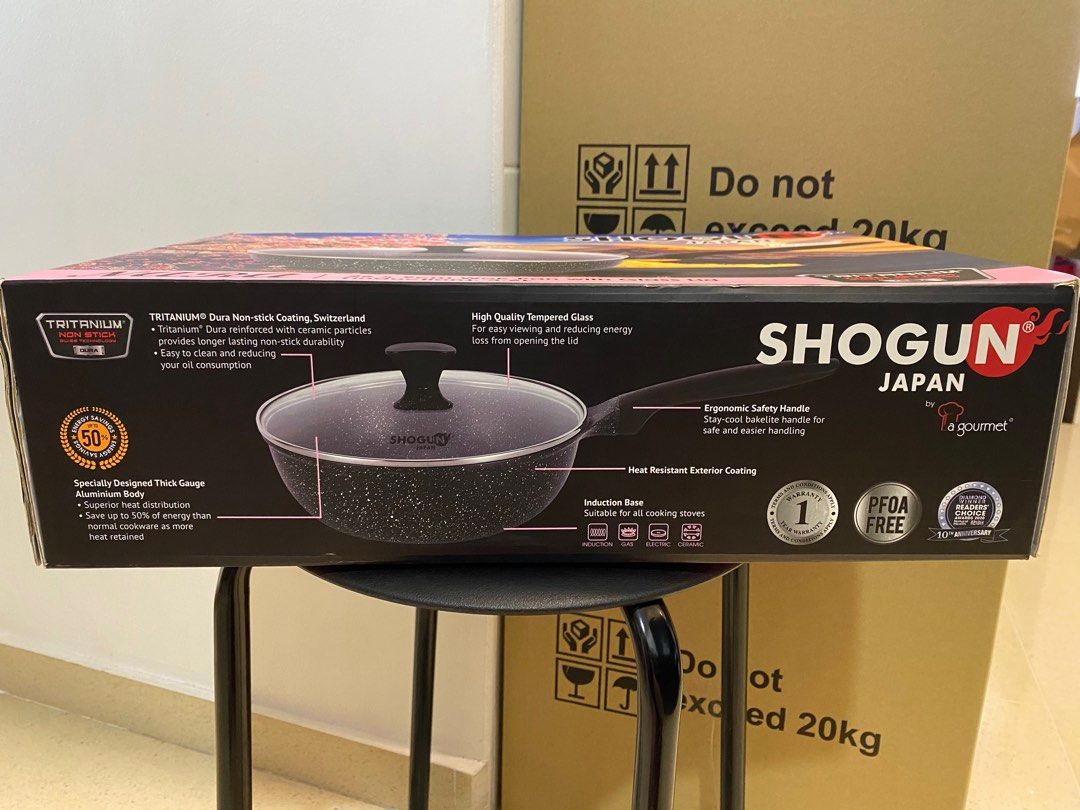 Shogun Japan 26cm Wok Pan with Glass Lid La Gourmet, Furniture & Home ...
