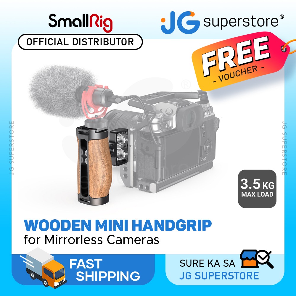 SmallRig QR Quick Release Mini Wooden Side Handle Grip with Dual 1/4 ...