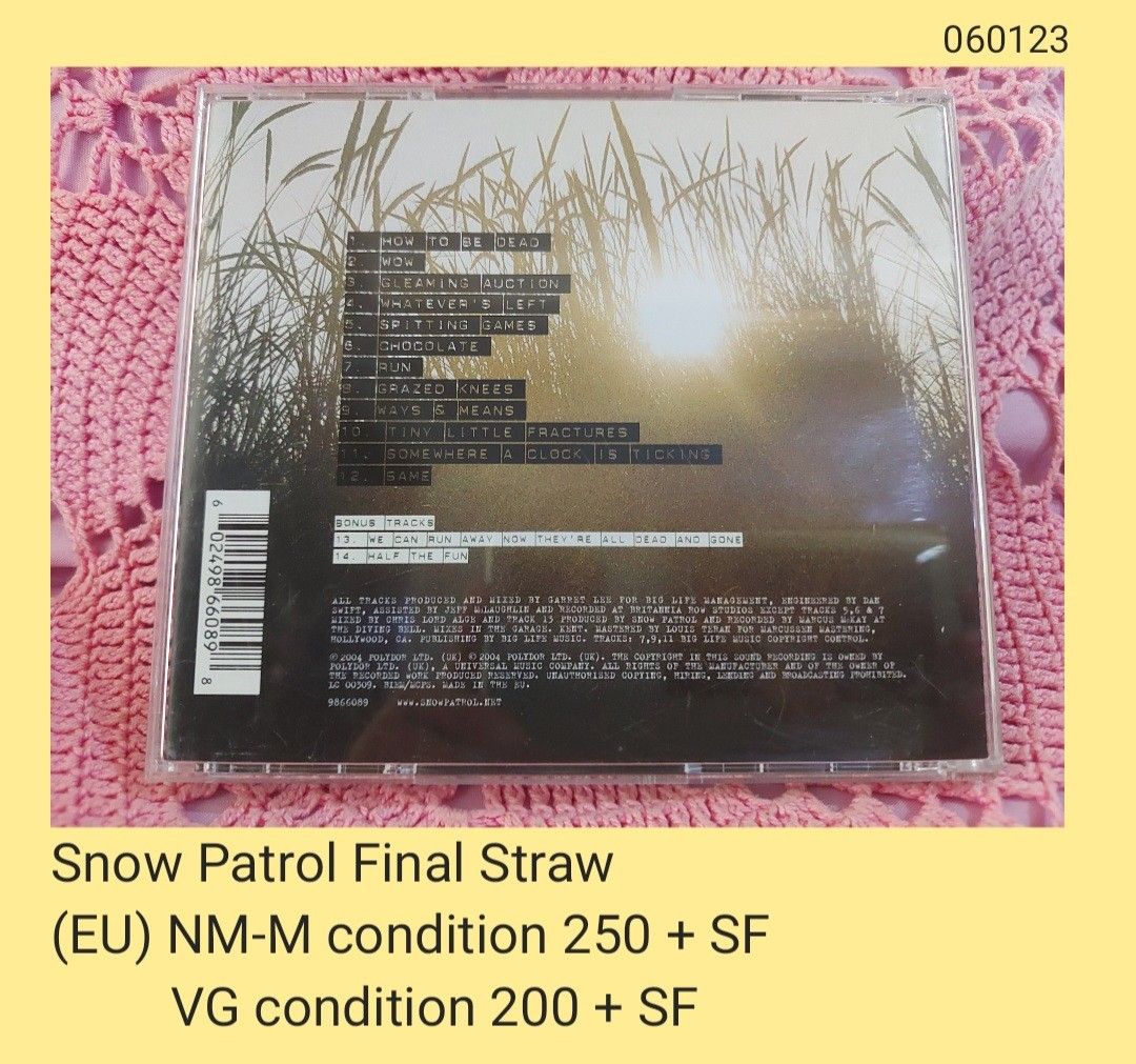 Snow Patrol Final Straw CD (unsealed) on Carousell