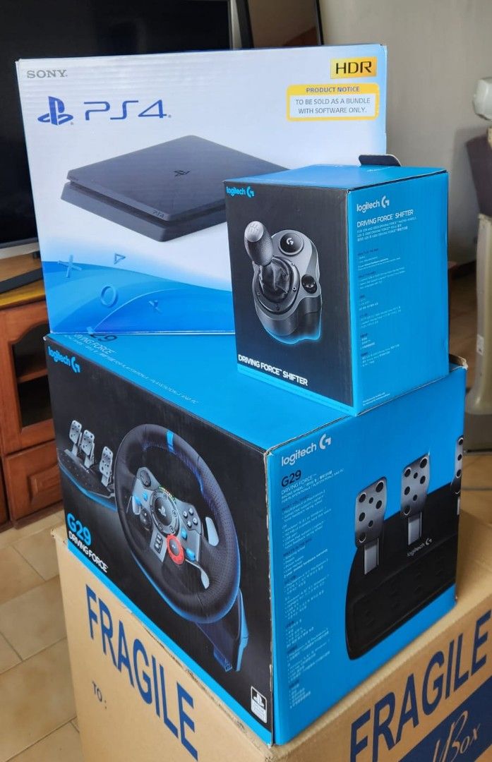Sony PS4 Slim 500GB with Logitech G29 Driving + Shifter, Video Gaming ...