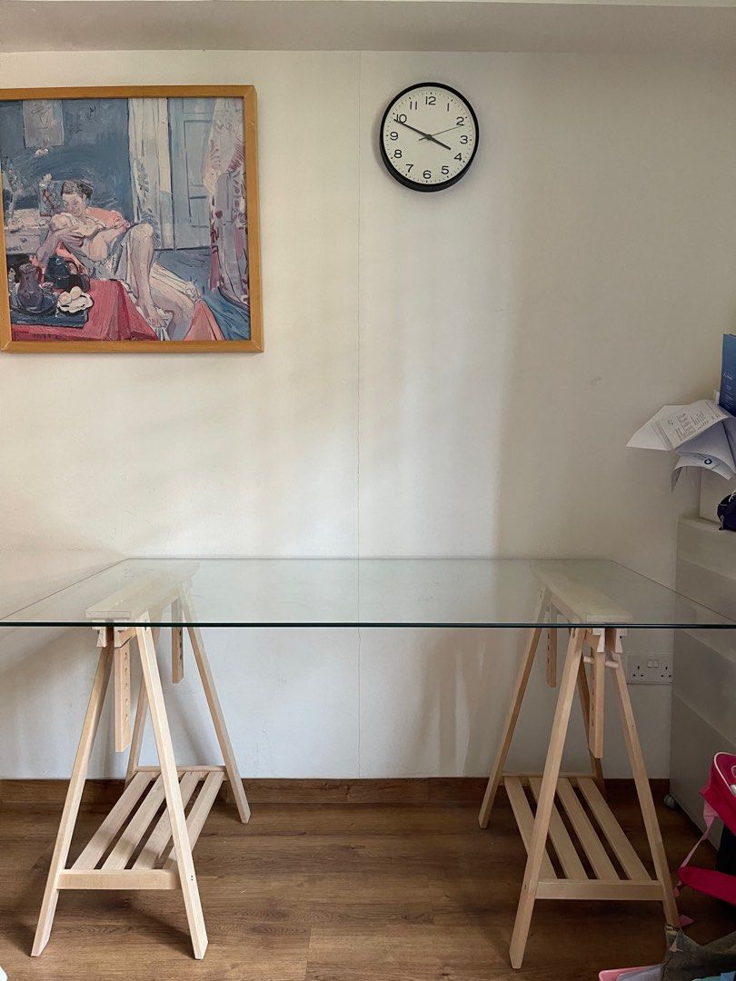 Study Table/Glass table, Furniture & Home Living, Furniture, Tables ...