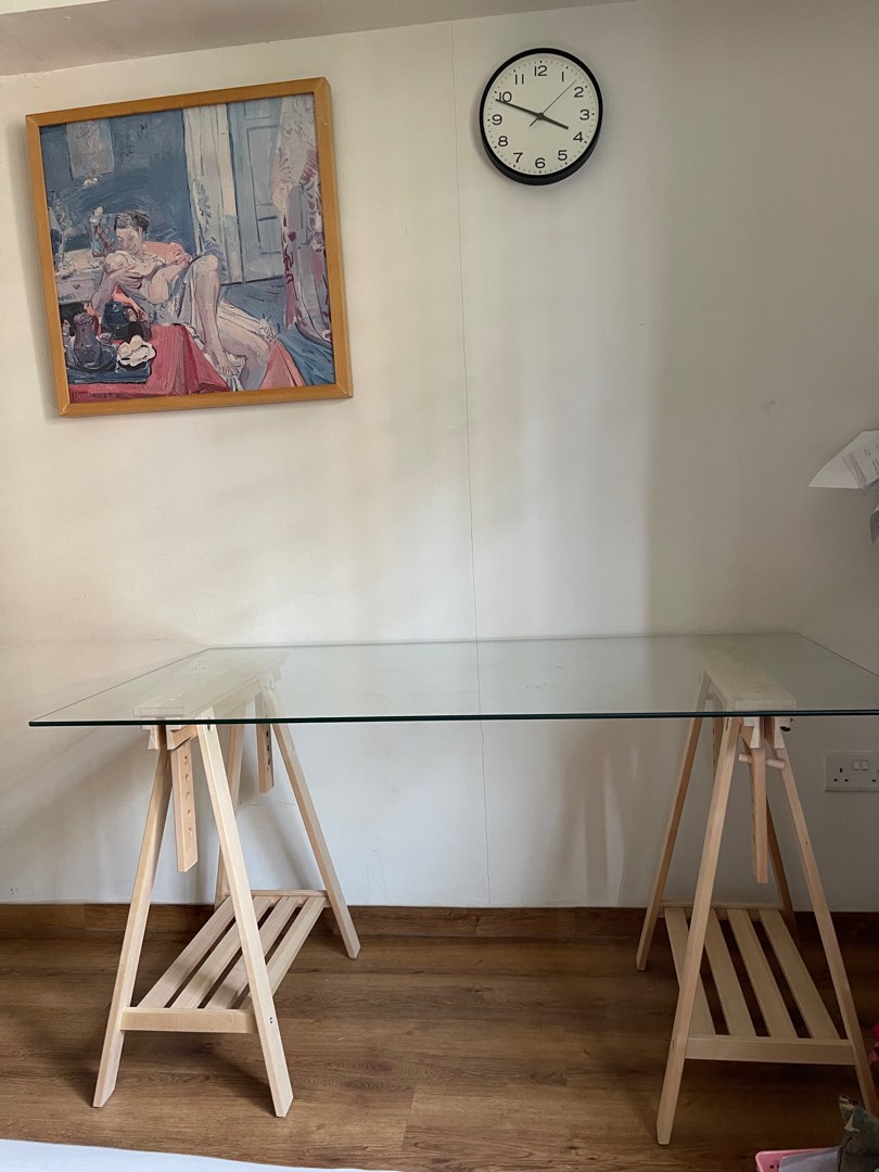 Study Table/Glass table, Furniture & Home Living, Furniture, Tables ...