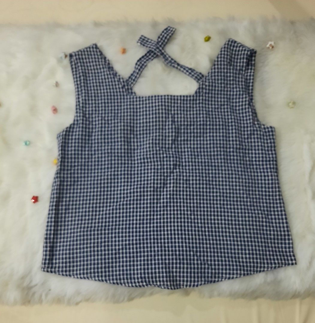 Tanktop Garis Hitam Bertali, Fesyen Wanita, Pakaian Wanita, Atasan di ...