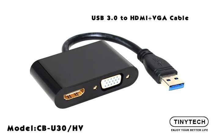 TINYTECH USB 3.0 TO HDMI+VGA CABLE CB-U30/HV, Computers & Tech, Parts & Accessories, Cables ...