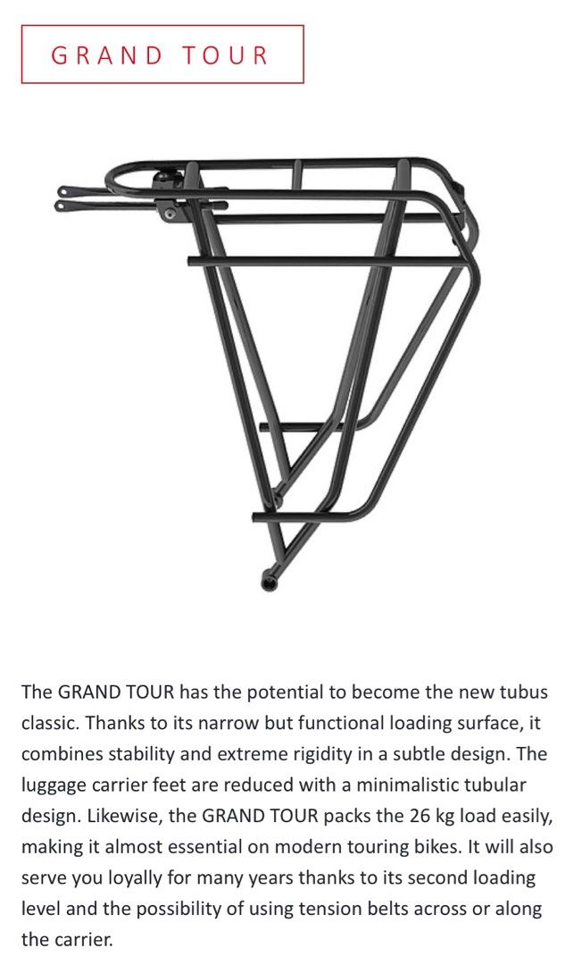 Tubus Grand Tour - Rear Bicycle Rack, Sports Equipment, Bicycles ...