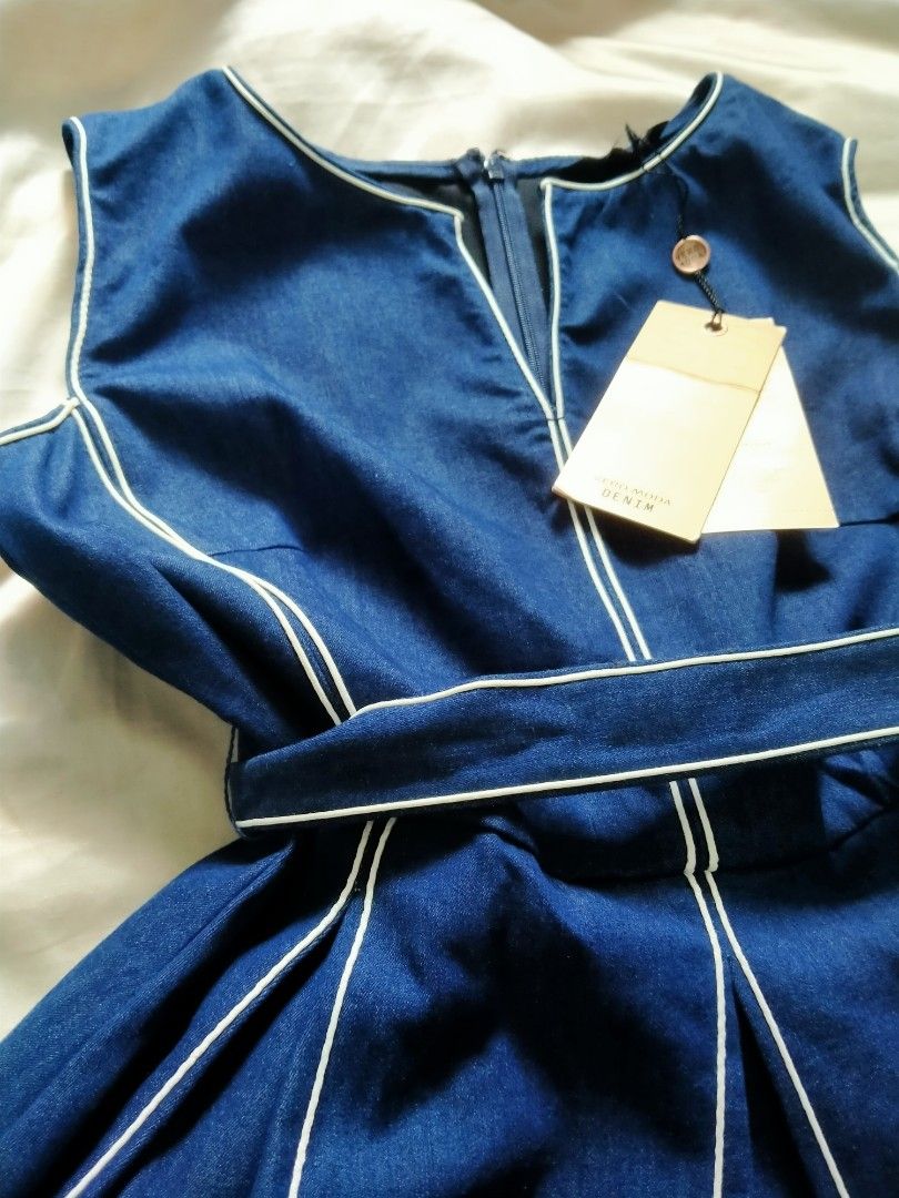 Vera Moda - Floor Denim Dress, Luxury, Apparel on Carousell