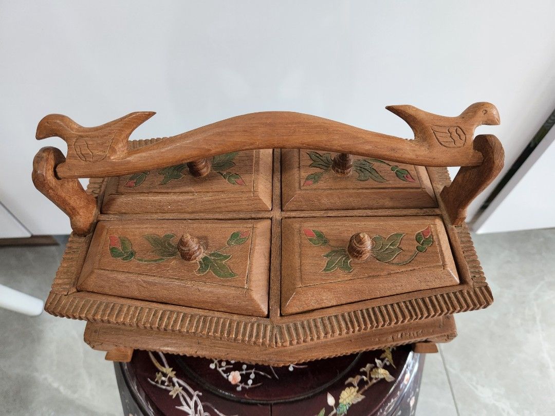 Vintage jewellery box / chest box/ marriage solid wood/peranakan ...