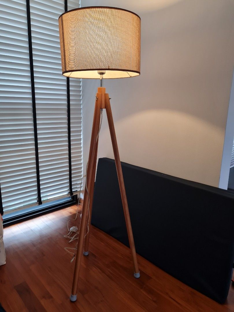 Wooden Standing Lamp with Phillips Vue Bulb, Furniture & Home Living ...