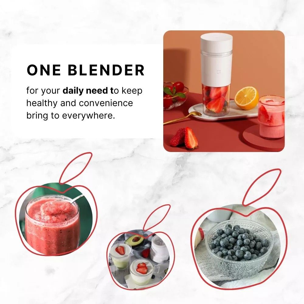Xiaomi Mini Portable Fruit Juice Blender 3D Blade Rechargeable Juicer ...