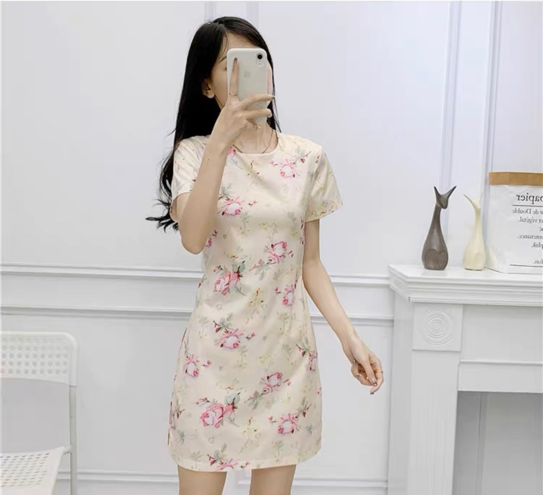 Zara Sexy Side Open Floral Cheongsam/Oriental Style Dres, Women's ...