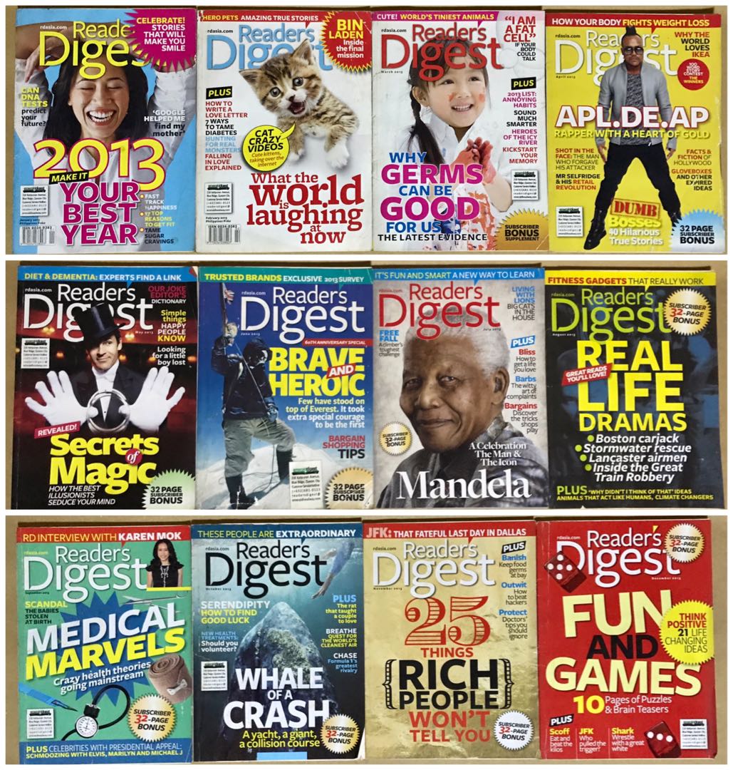 [12 Issues] 2013 Reader's Digest Asia Magazines | Nelson Mandela | Apl ...