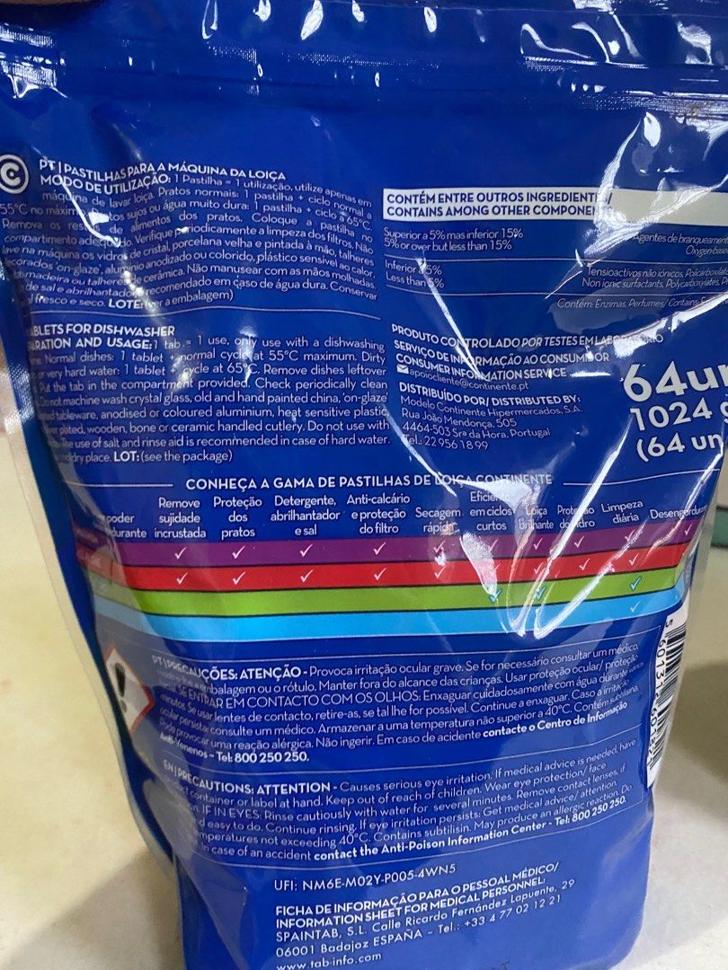 2 packs Continente Dishwasher Detergent/Tablets/Pods 64 pcs each (same ...