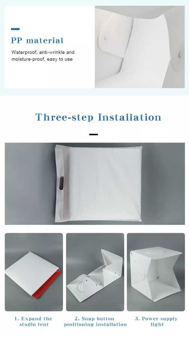 40cm可折疊USB燈箱攝影LED燈室攝影棚燈帳篷相機柔光箱 galckp 40cm Foldable USB Light box ...