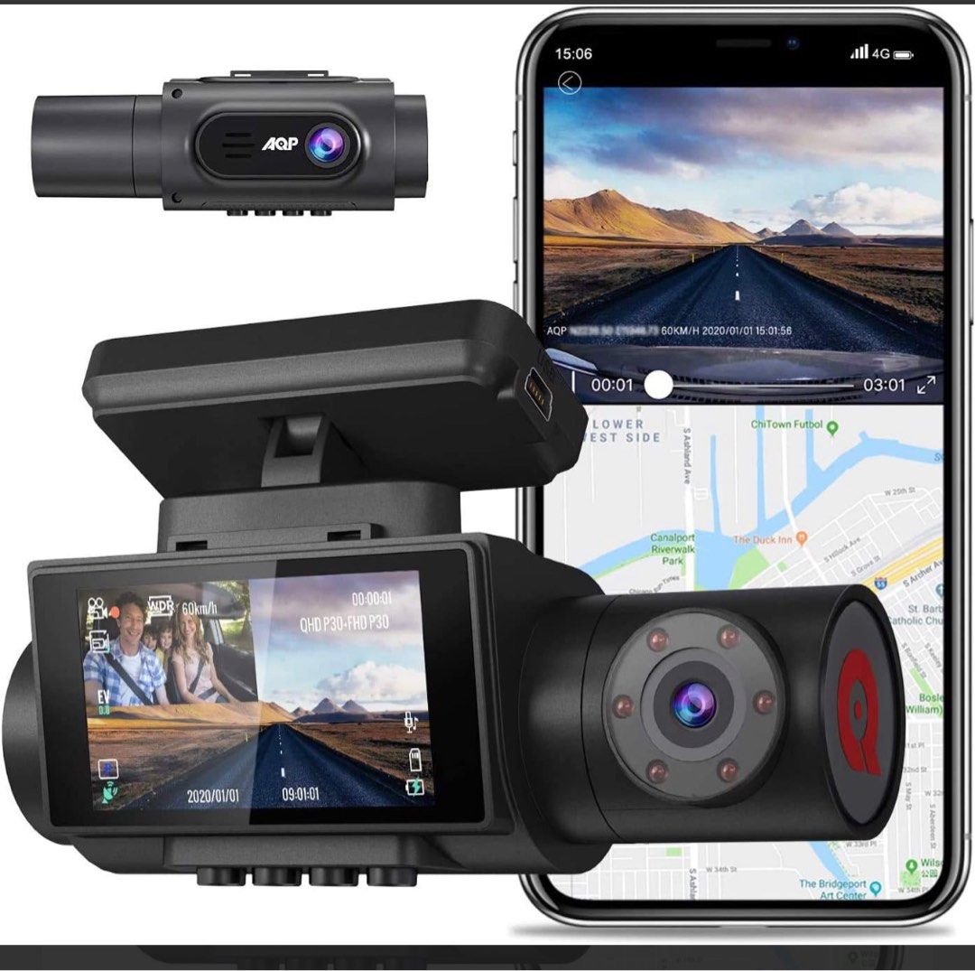 AQP Dual Dash Cam, 4K Single Front Camera 2560P Front And 1080P Inside ...