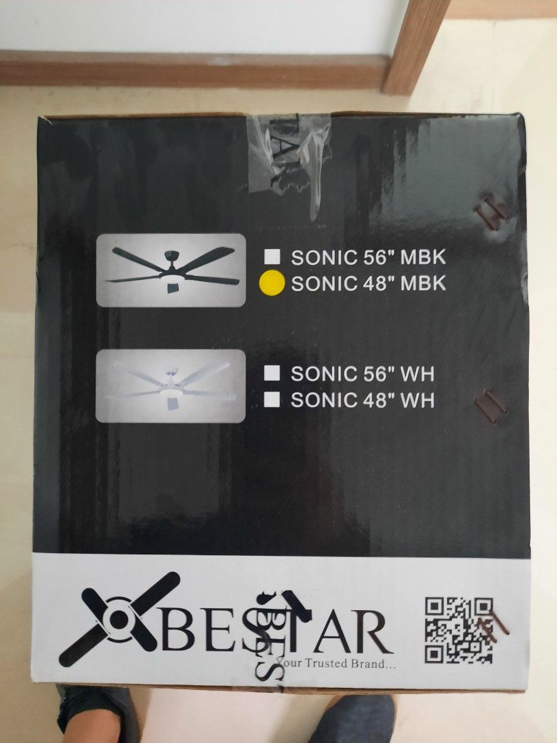 Brand New Sealed 48" Bestar Ceiling Room Living Bed Fan Black BTO ...