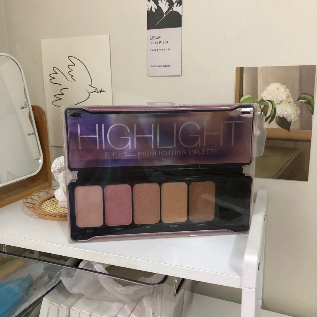 BYS Highlight Palette Face Contour Powder Highlighter Glowing Highlight ...