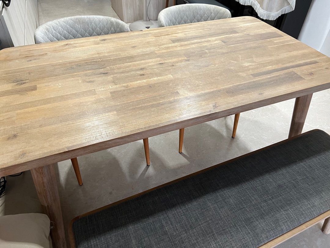 CASTLERY Seb Dining table with long bench, Furniture & Home Living ...