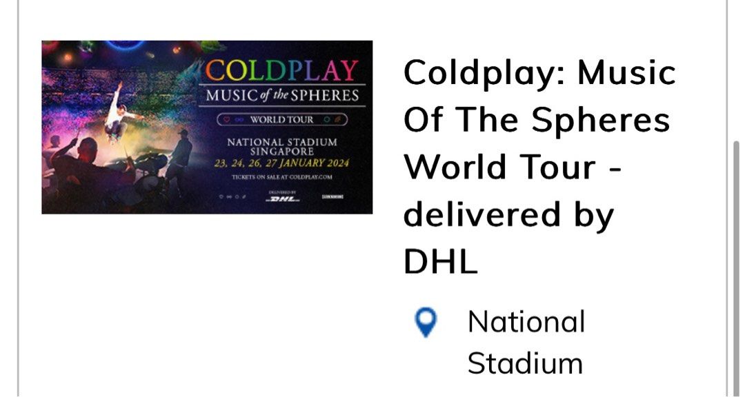 [Cat 2] Coldplay Tickets, Tickets & Vouchers, Event Tickets on Carousell